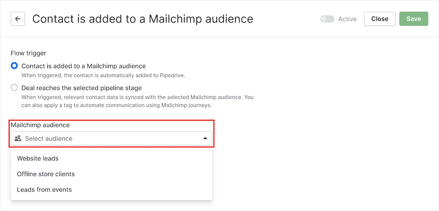 Pipedrive integration: Mailchimp sync - Knowledge Base | Pipedrive